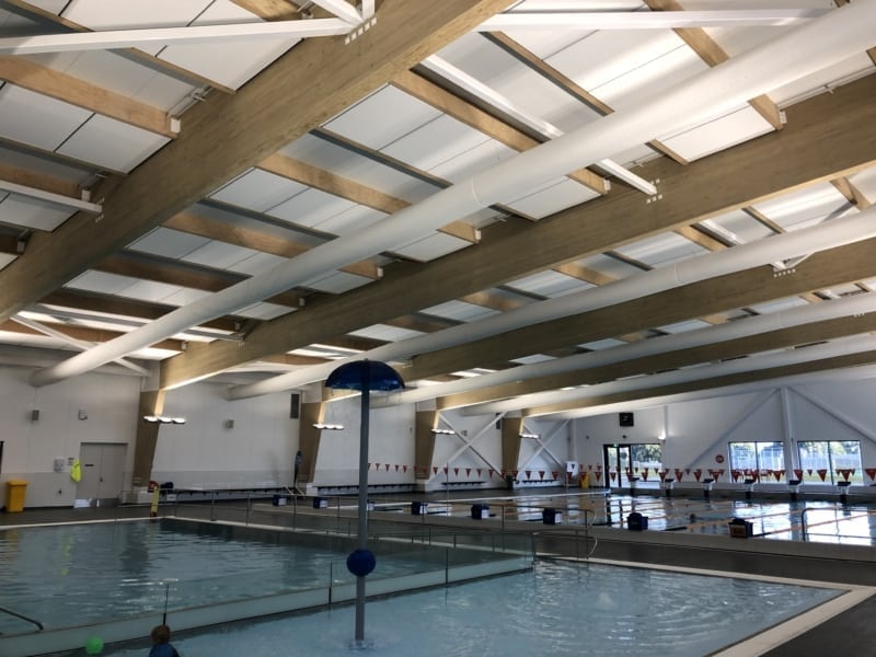 TimberLab Glulam frames for Recreation Centre's Swimming Pool