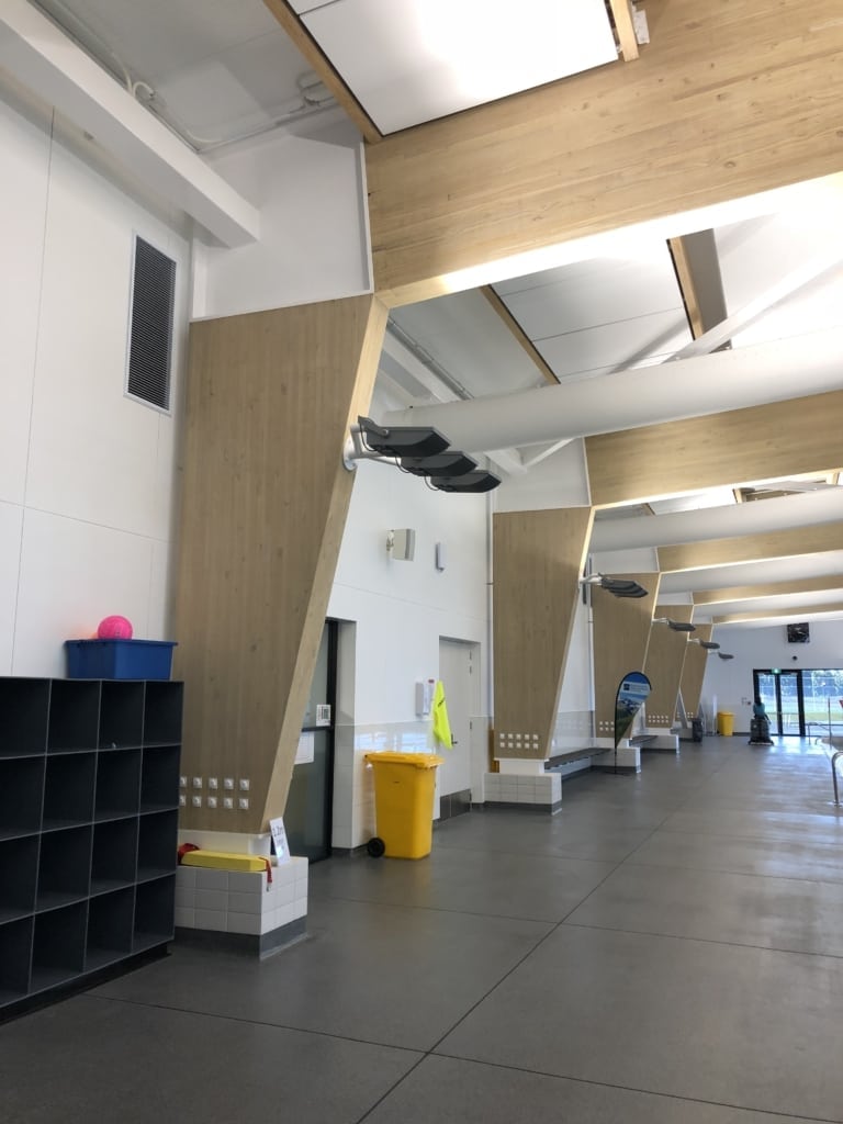 TimberLab Glulam frames for Recreation Centre's Swimming Pool